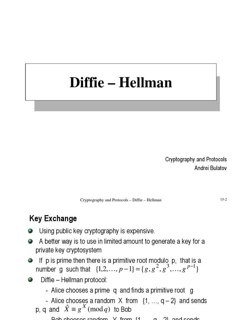 Diffie Hellman Cryptography And Protocols Andrei Bulatov Pdf Computer Security Security