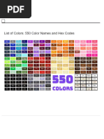 List of Colors 550 Color Names and Hex Codes - Color Meanings | PDF ...