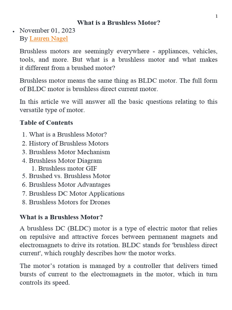 Brushless motor | PDF | Electric Motor | Electrical Engineering
