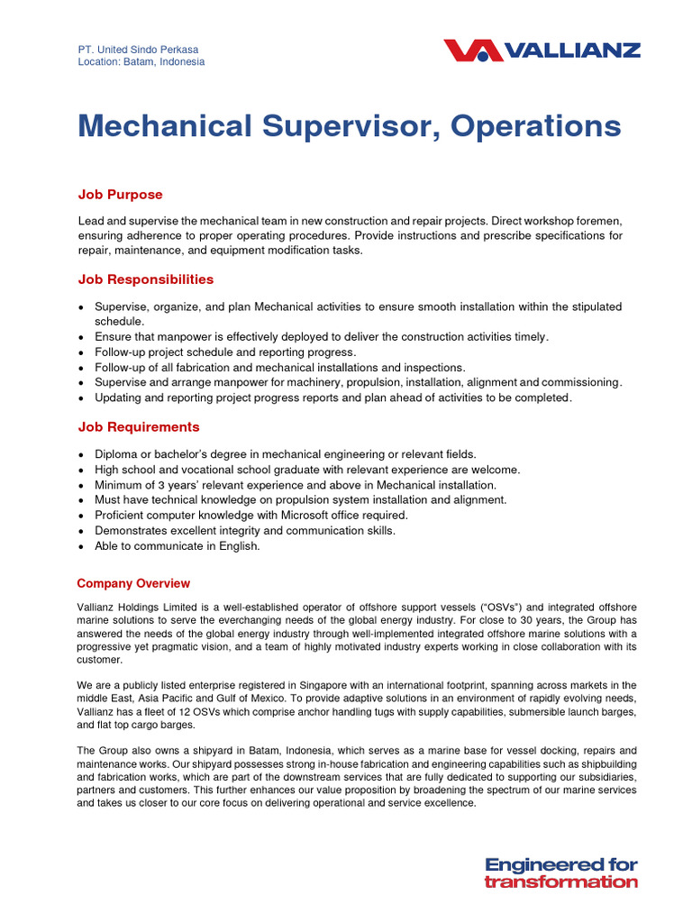 Ads-Mechanical, Supervisor | PDF
