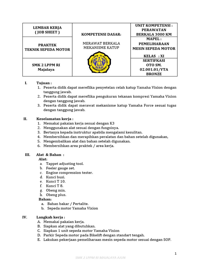 Lembar Kerja Job Sheet | PDF