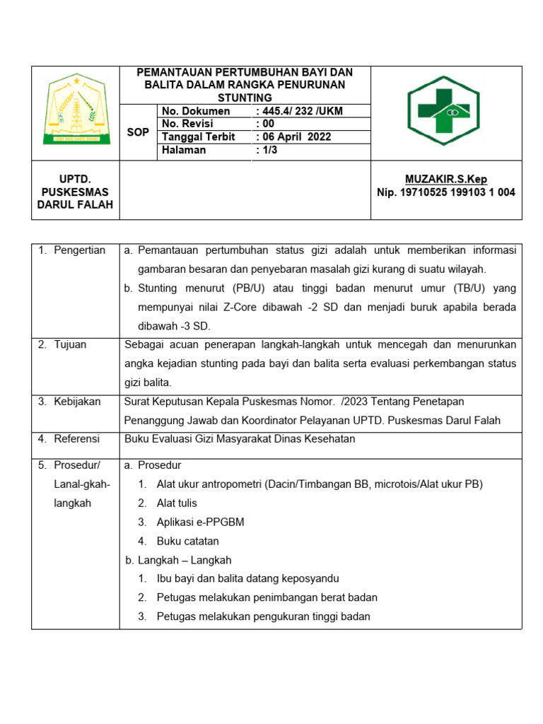 SOP 9 Stunting ( | PDF | Kesehatan Holistik