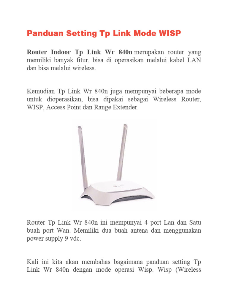 Panduan Setting WISP di TP-Link WR840N | PDF | Teknologi & Rekayasa