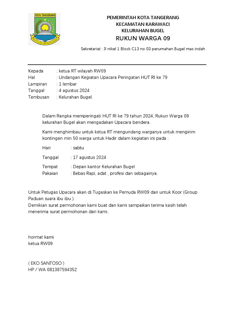 Undangan Upacara HUT RI ke-79 | PDF