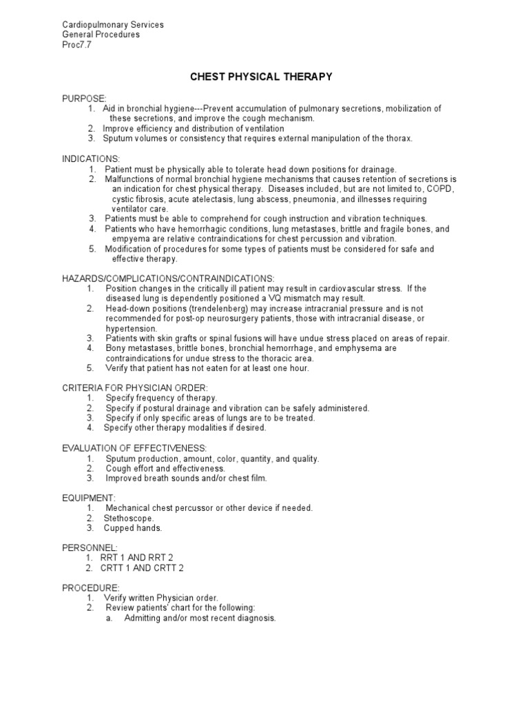 Chest Physical Therapy | PDF | Thorax | Chronic Obstructive Pulmonary ...
