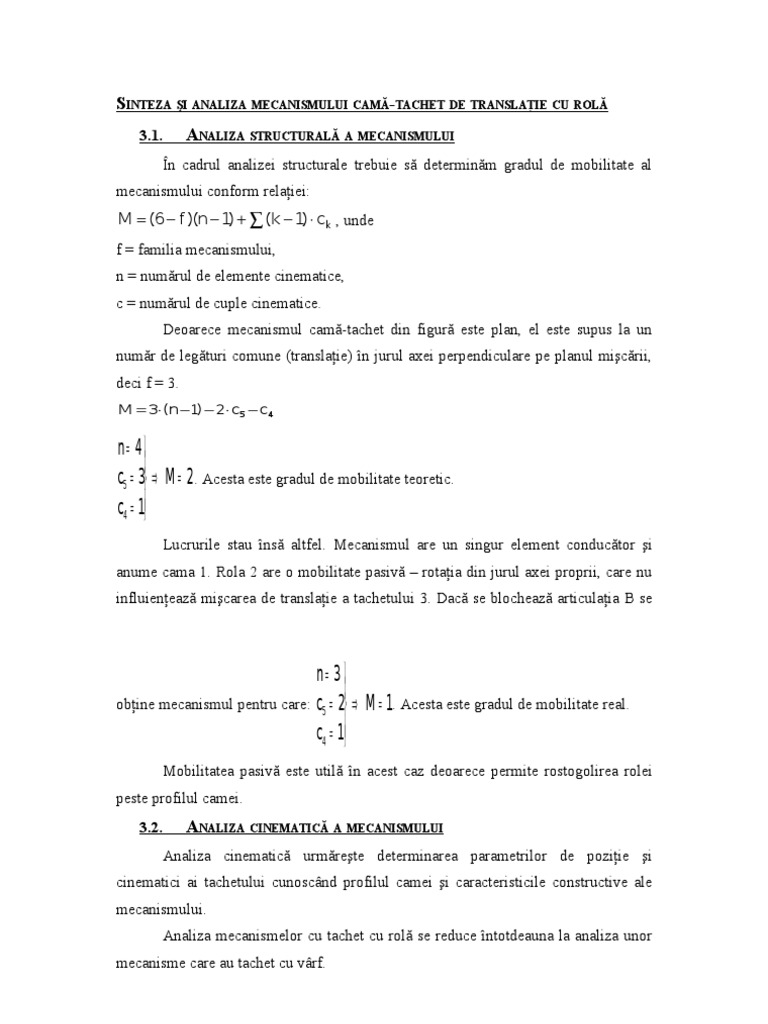 Mecanismul Cama-Tachet | PDF