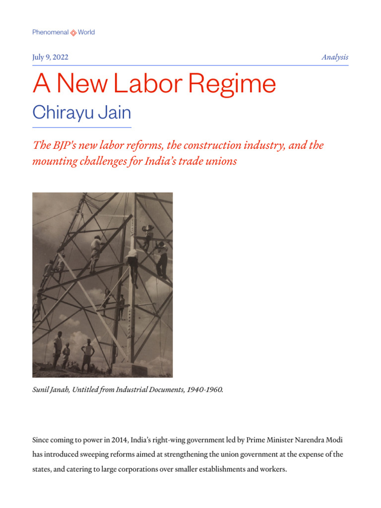 A New Labor Regime - Phenomenal World | PDF | Employment | Welfare