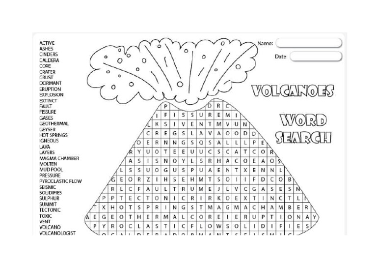 Volcanoes Word Search | PDF