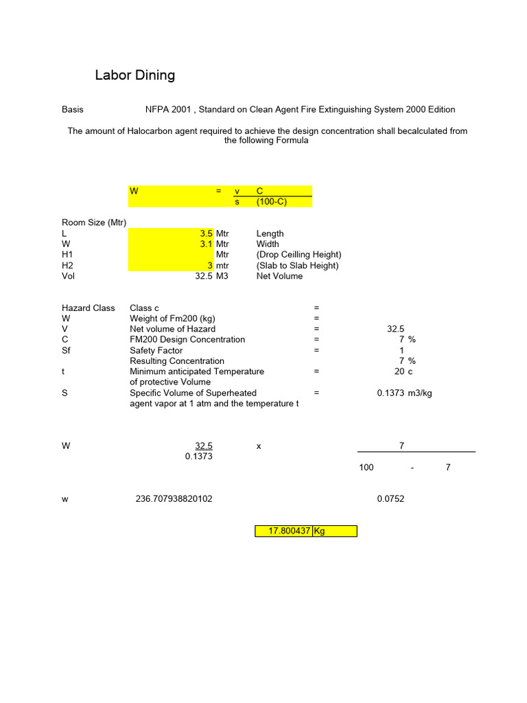 Clean Agent Calculation | PDF | Volume