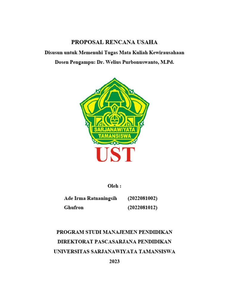 Proposal Rencana Usaha | PDF | Bisnis
