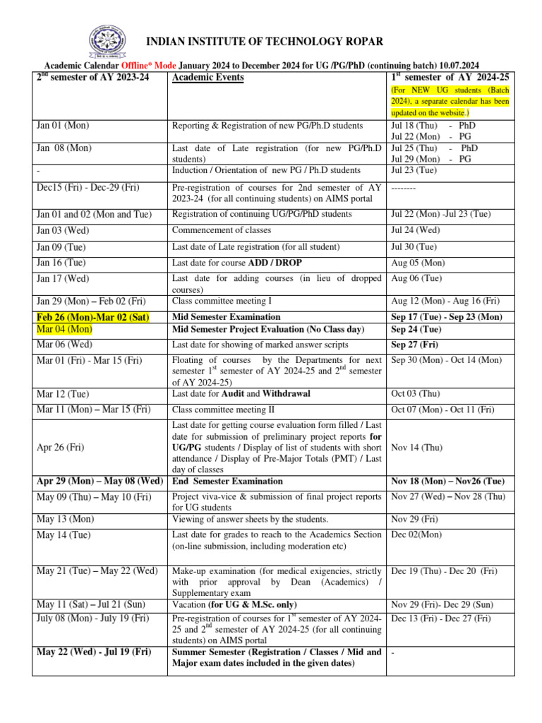 10.07.2024 Academic Calendar 2nd Sem of AY 2023-24 and 1st Sem of AY ...