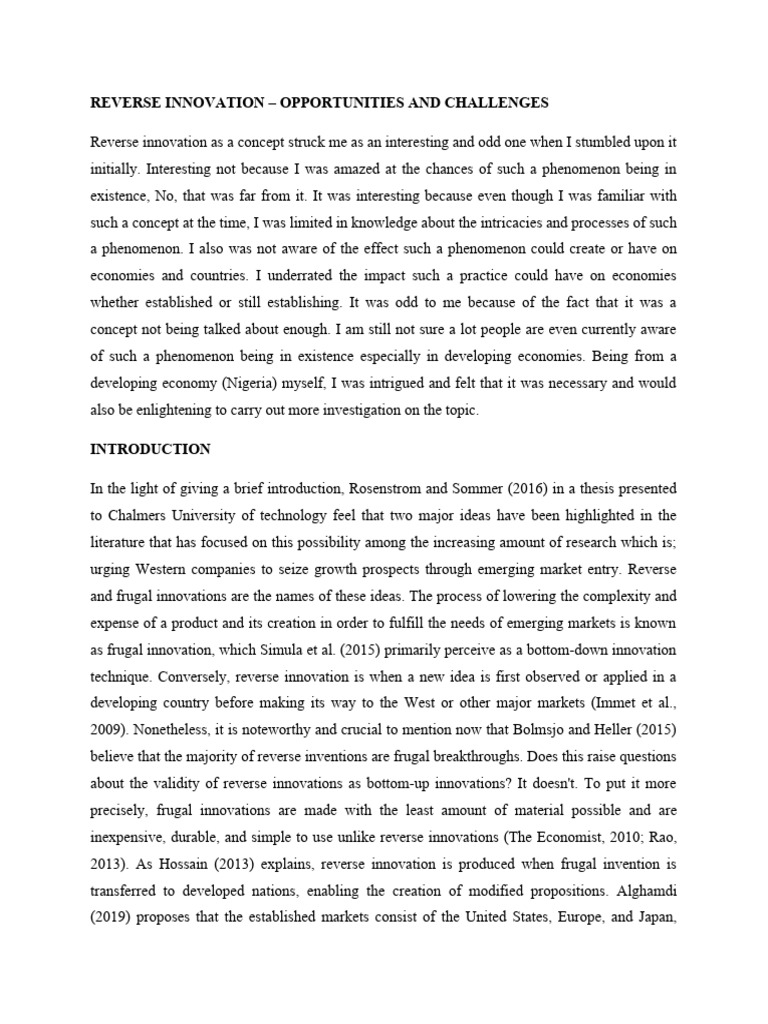Reverse Innovation | PDF | Innovation | Market (Economics)