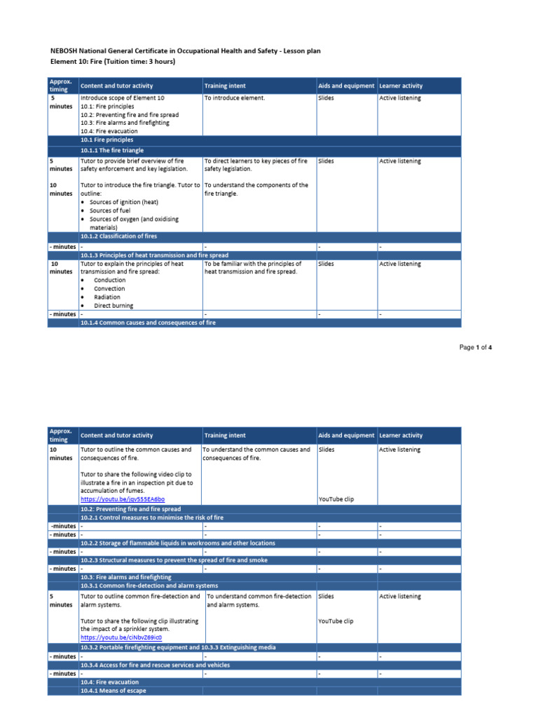 NG E10 Lesson Plan v1.1 Sample | PDF | Fires | Firefighting