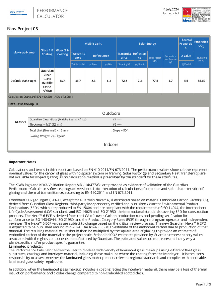 Glass Performance Calculator Overview | PDF | Ultraviolet | Heat Transfer