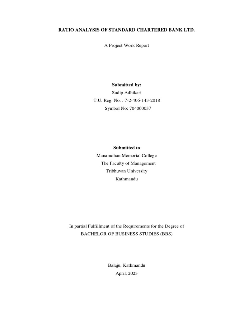 Ratio Analysis of Standard Chartered Bank | PDF | Deposit Account | Banks