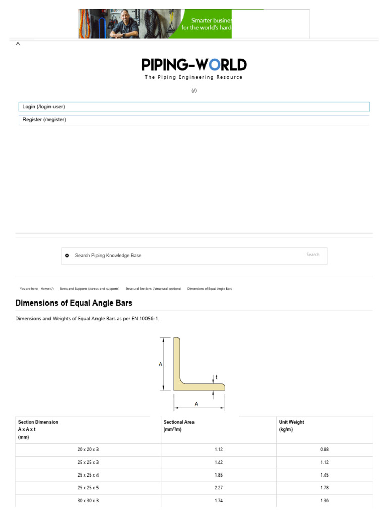 Dimensions of Equal Angle Bars | PDF | Mechanical Engineering