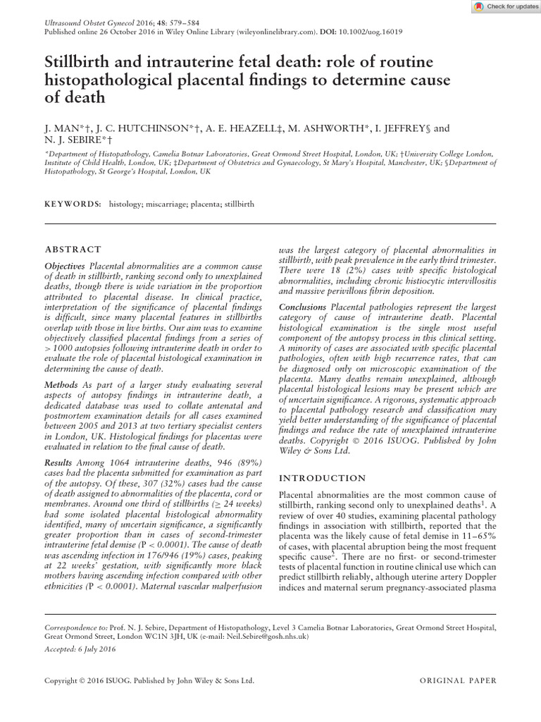 Ultrasound in Obstet Gyne - 2016 - Man - Stillbirth and Intrauterine Fetal Death Role of Routine ...