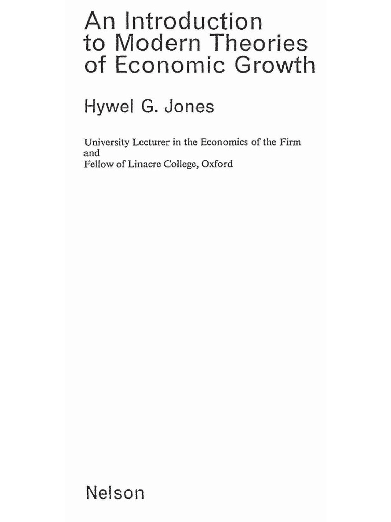 Economic Growth Hywel Jones | PDF