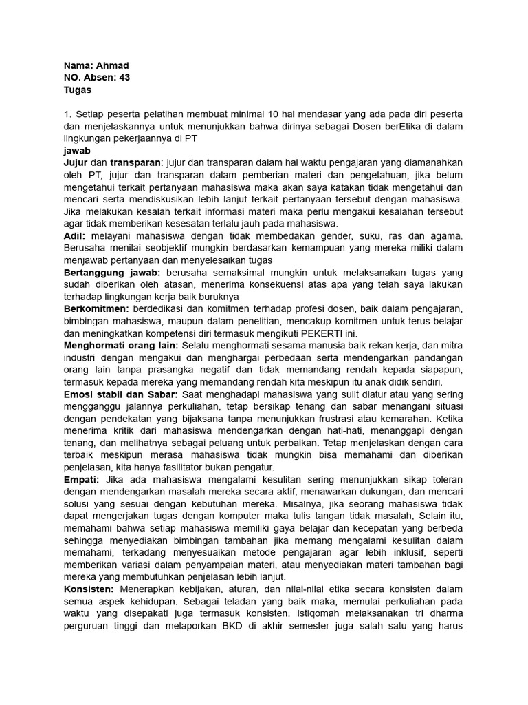 43 - Ahmad - Tugas Menjawab Soal - Prof. Drg. Sondang Pintauli, PH.D, FISDPH - FISPD | PDF ...