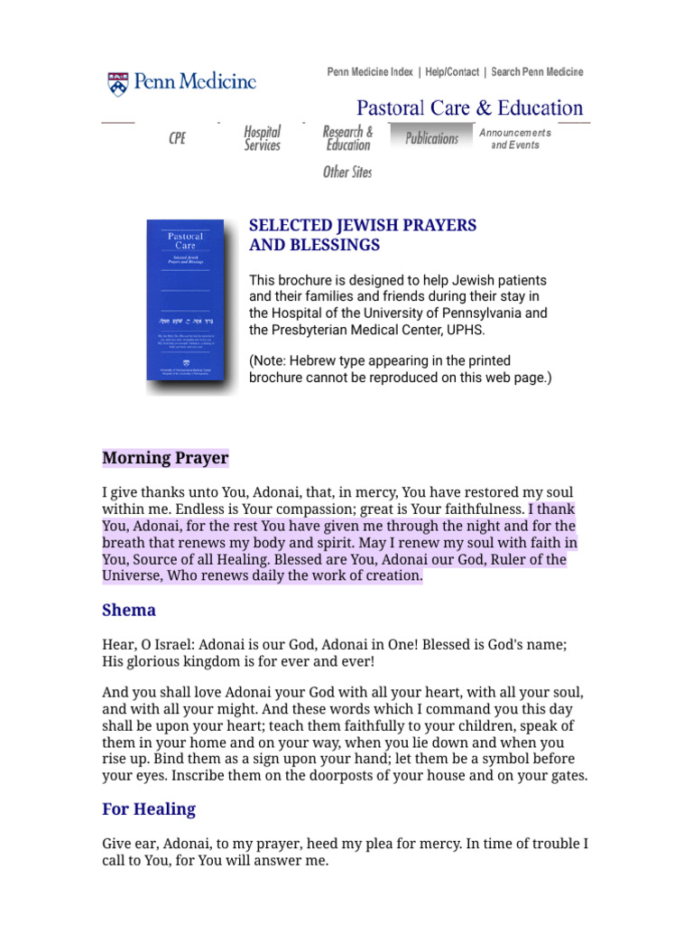 UPHS_ The Department of Pastoral Care and Education - Jewish Brochure ...