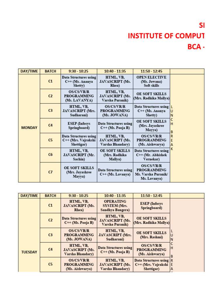 Updated 3rd Semester Time Table | PDF | Computer Standards | Information Retrieval