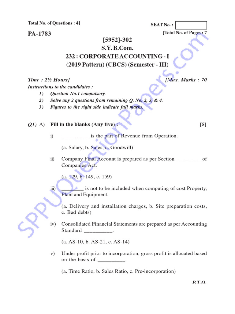 Commerce Bcom Semester-3 2022 November Corporate-Accounting-I-2019 ...