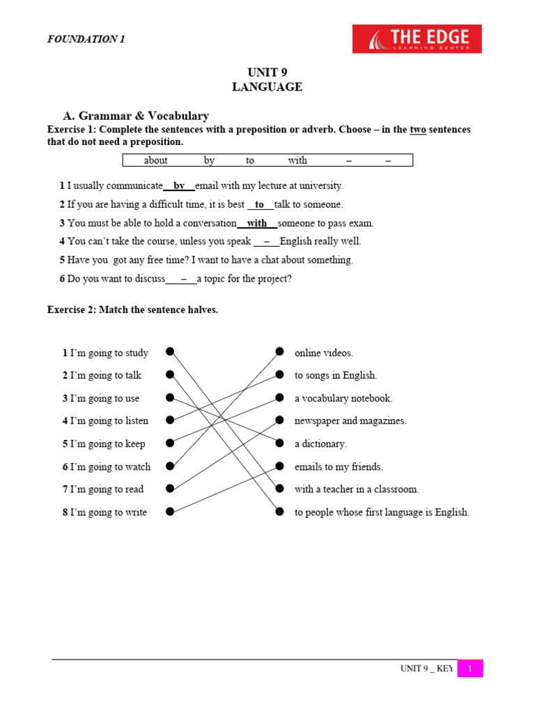Unit 9 Key | PDF | English Language | Second Language