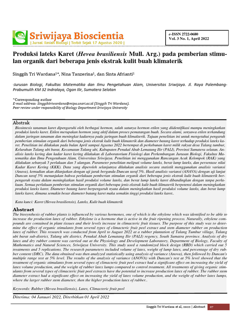 Stimulan Organik Tingkatkan Lateks | PDF