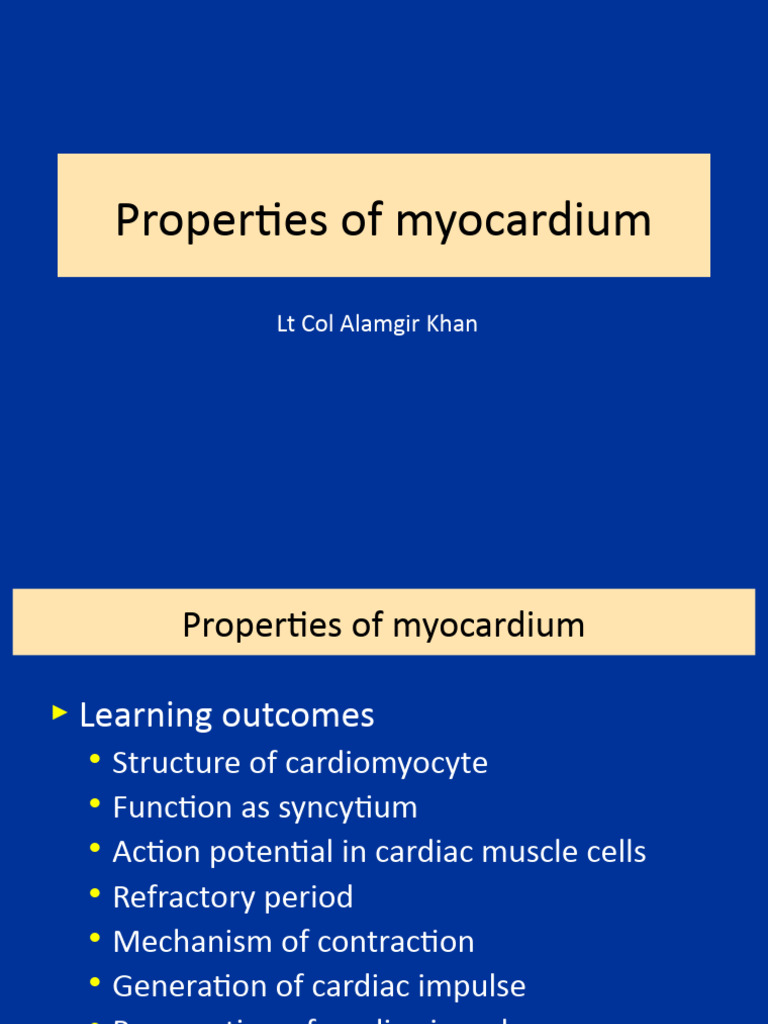 Properties of Myocardium | PDF | Cardiac Muscle | Muscle Contraction