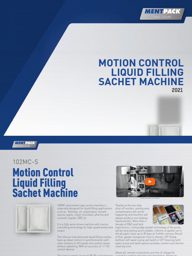 Motion Control Liquid Filling Sachet Machine | PDF | Pump | Actuator