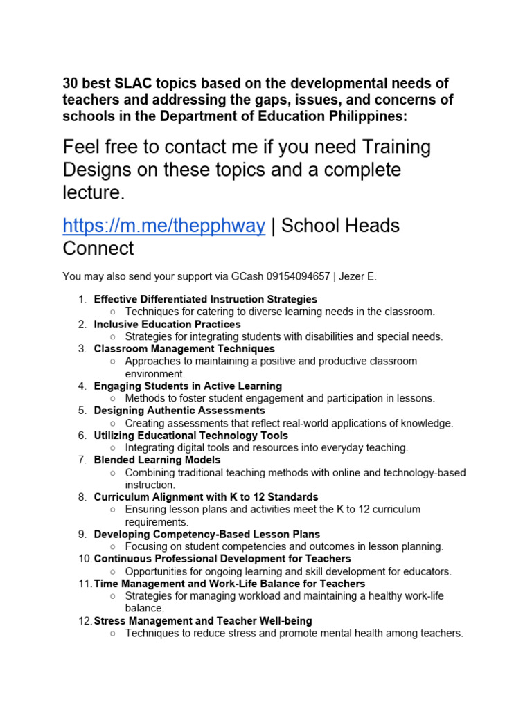 Feel Free To Contact Me If You Need Training Designs On These Topics ...