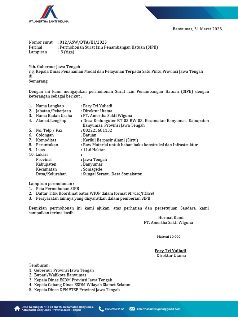 Surat Pembatalan IUP ke SIPB | PDF