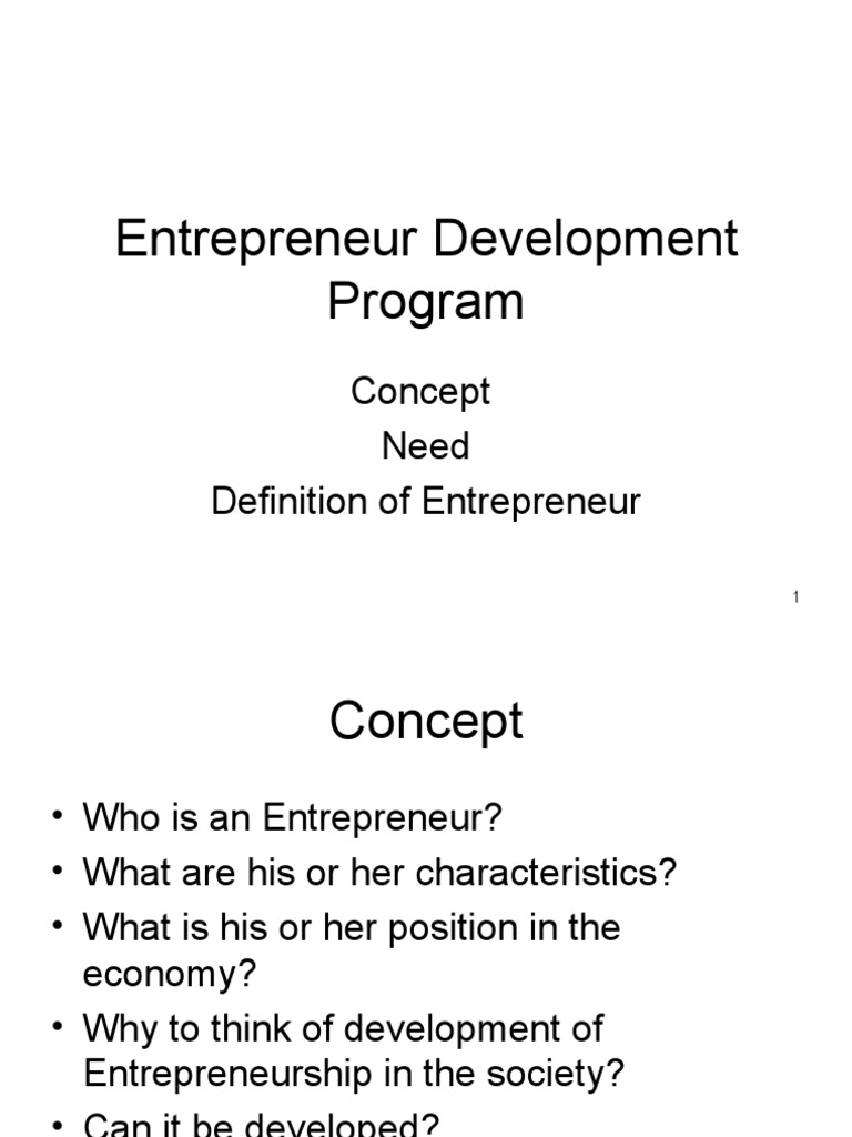 Entrepreneur Development Program Overview | PDF | Career & Growth ...