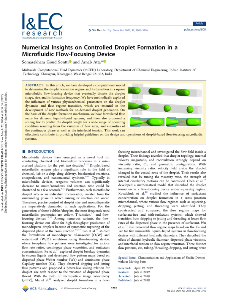Sontti Atta 2019 Numerical Insights On Controlled Droplet Formation in ...