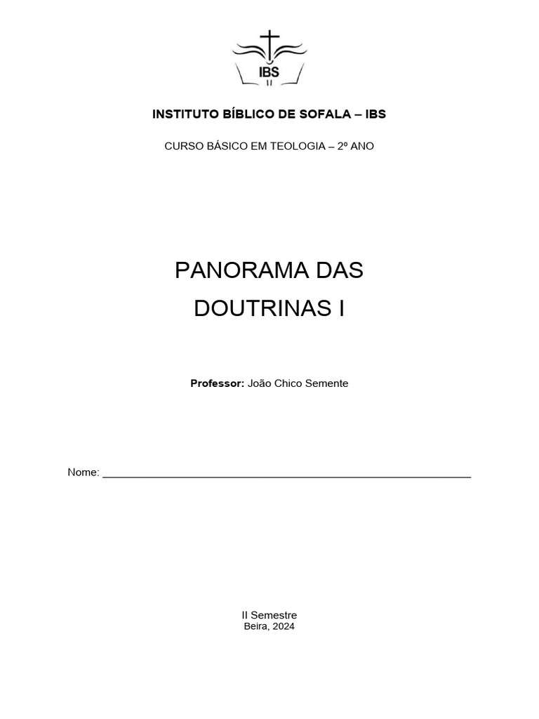 Apostila de Panorama Das Doutrinas I - Basico - 2024 | PDF | Pecado | Alma