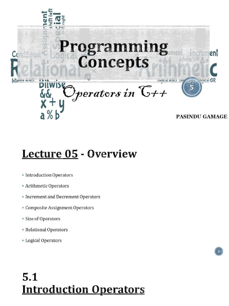 05 - Programming Concepts - Operators in C++ | PDF