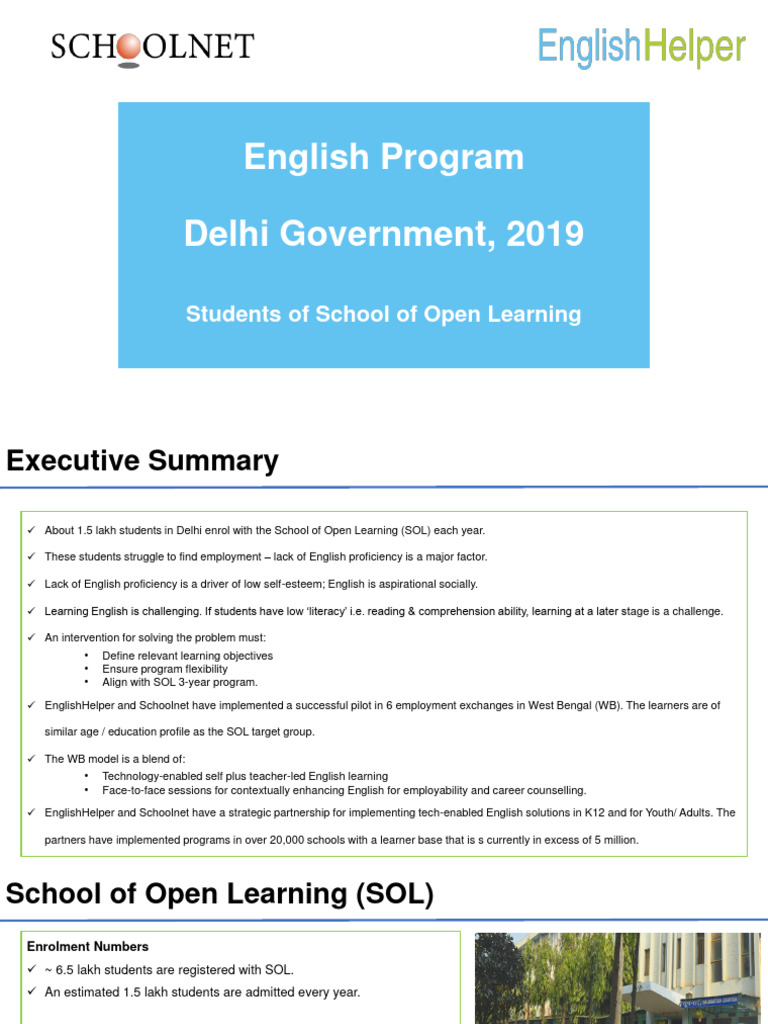 Delhi SOL English Proficiency Program | PDF | English Language | Vocabulary