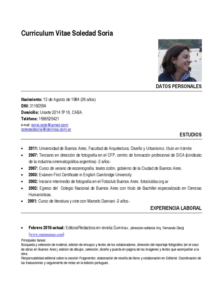 CV - Soledad Soria - 2011 | PDF | Adobe Systems | Publicación