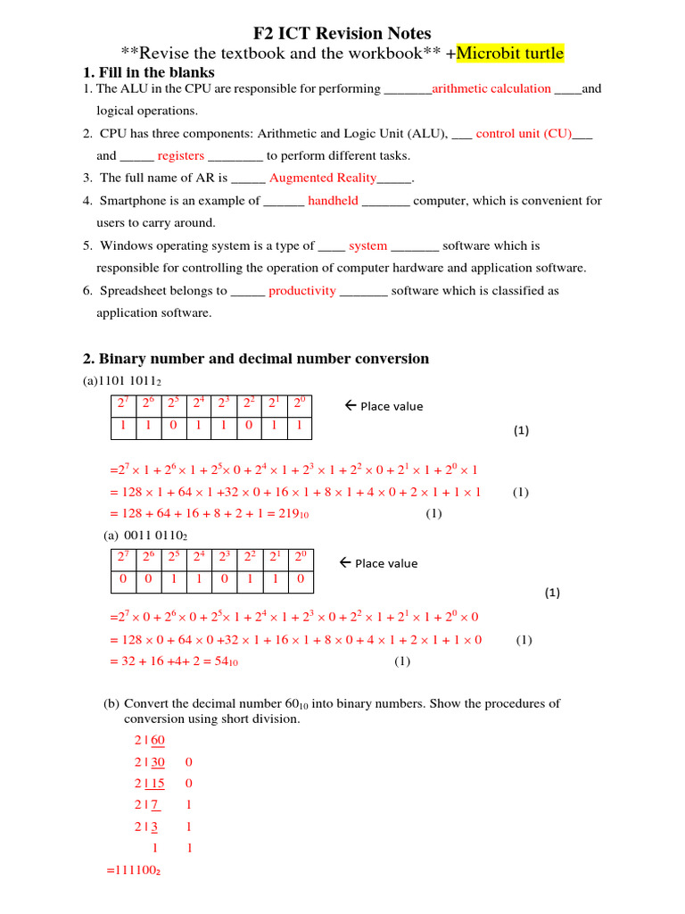 2324 F2 Revision Note Solution | PDF | Central Processing Unit | Input/Output