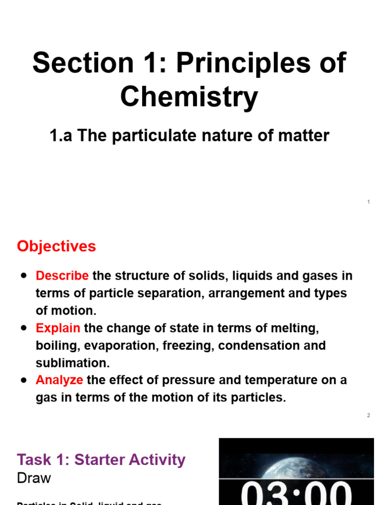 Section 1.a Particulate Nature of Matter | PDF | Gases | Liquids