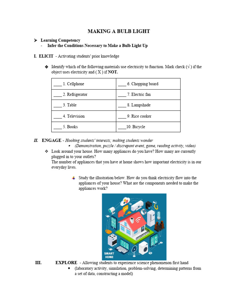7es - OER Lesson 4 - Infer Conditions Necessary To Make A Bulb Light ...