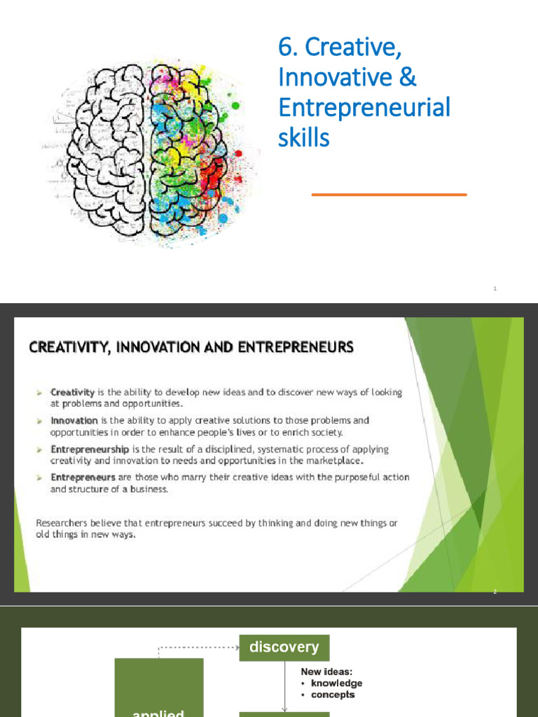 1 Creative, Innovative Entrepreneurial Skills | PDF | Optimism | Thought