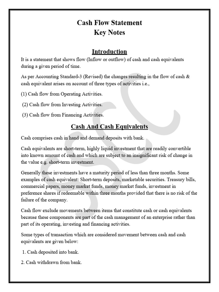 Cash Flow Statement Notes | PDF | Income Statement | Dividend