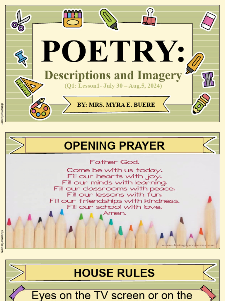 English 7 - Lesson 1 - q1wk1 - Poetry- Descriptions and Imagery | PDF ...