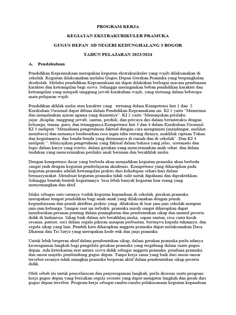 Program Kerja Pramuka Siaga | PDF