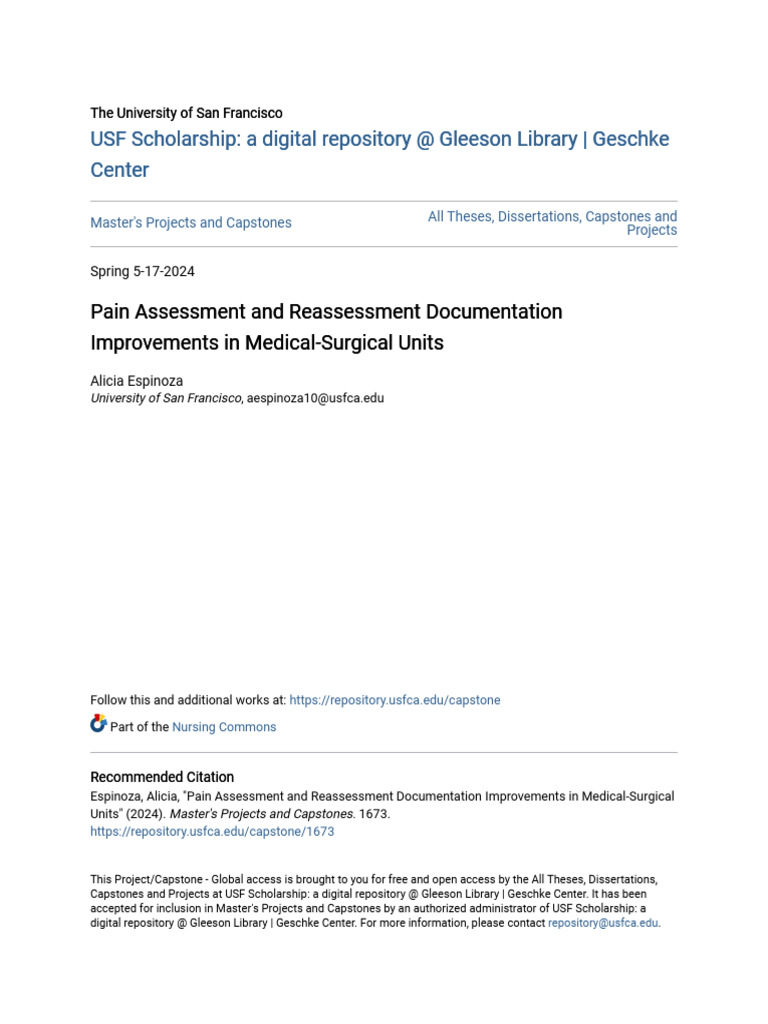 Pain Assessment and Reassessment Documentation Improvements in Me | PDF ...