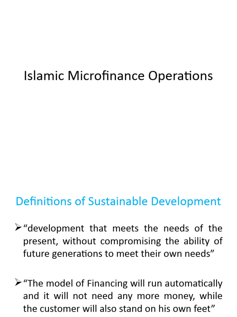 Islamic Microfiance Operations | PDF | Microfinance | Sustainability
