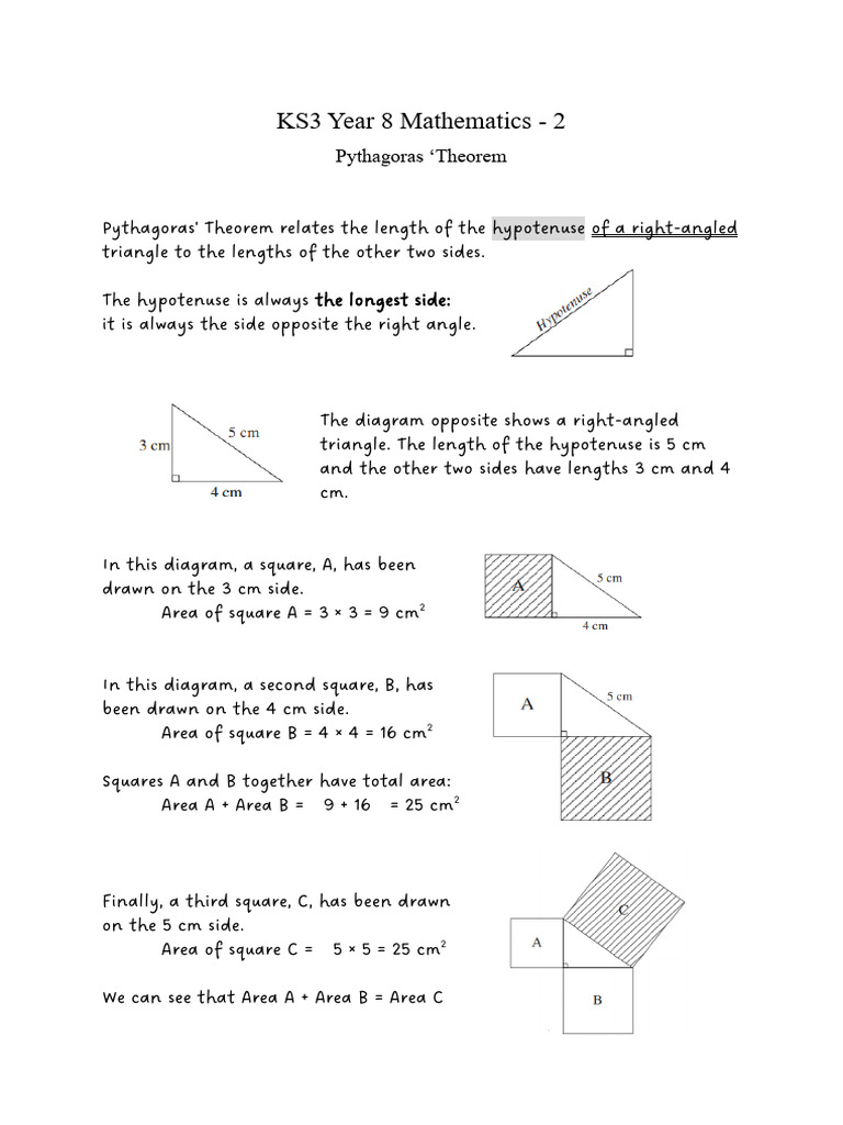 KS3 - Year 8 - 2 - Pythagoras'Theorem | PDF | Triangle | Mathematics