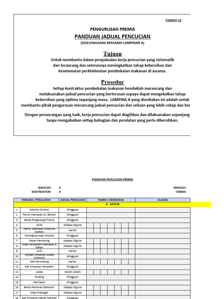 Format 10 Jadual Pencucian | PDF