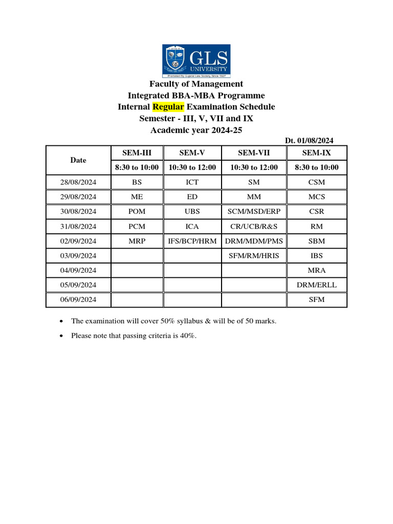 Midsem Time Table Winter 2024 25 Student | PDF